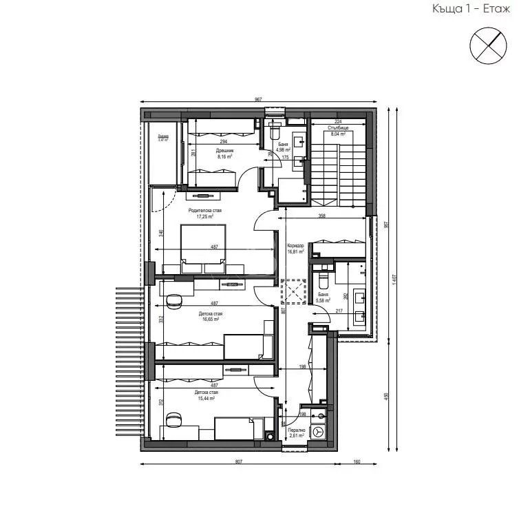 Нова 3 етажна къща с четири спални и двор в полите на Витоша
